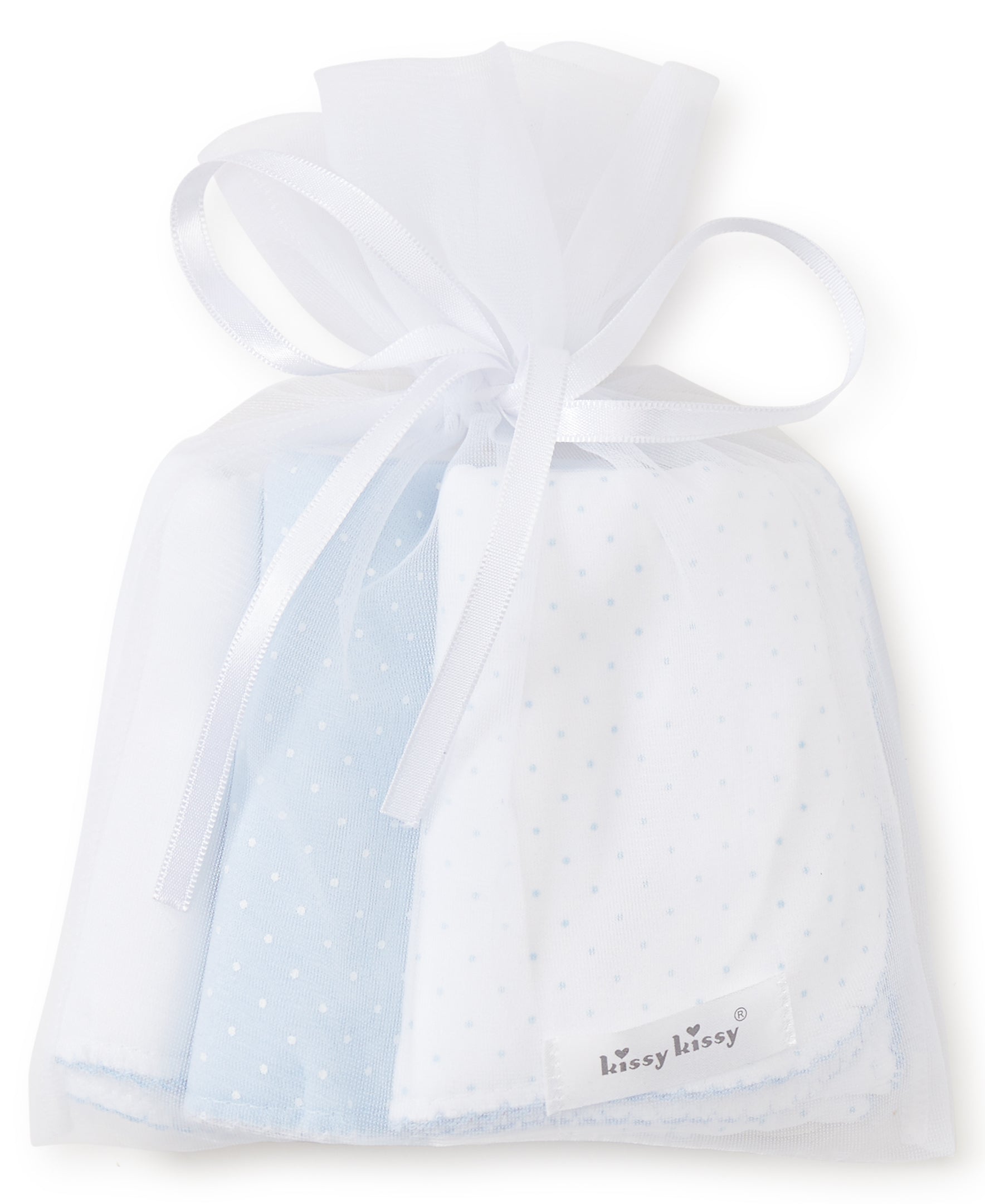 Blue Dot 3 Pack Burp Set w/ Tulle Bag