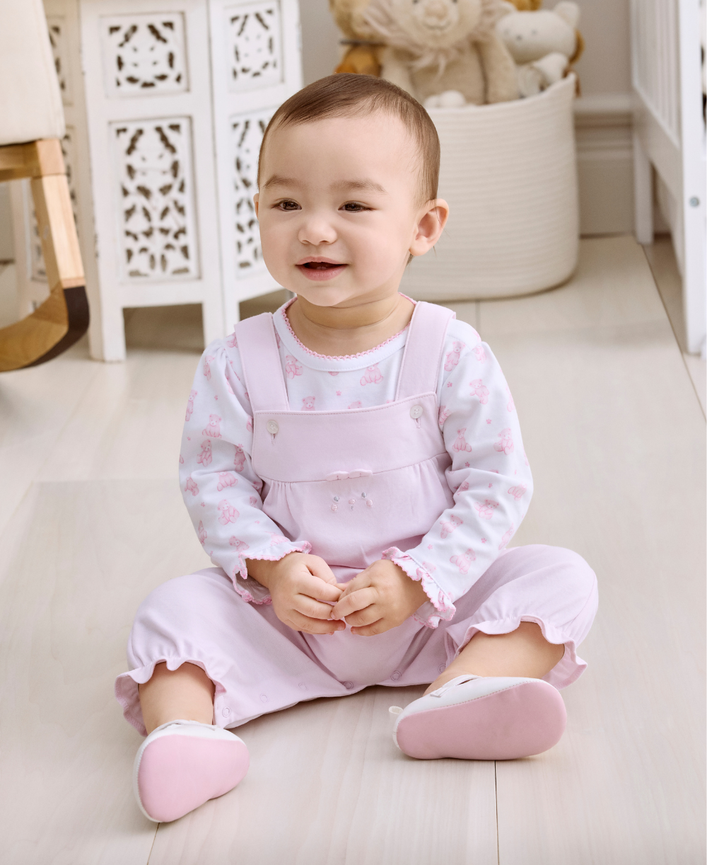 Teddy Bear Time Pink Overall Set